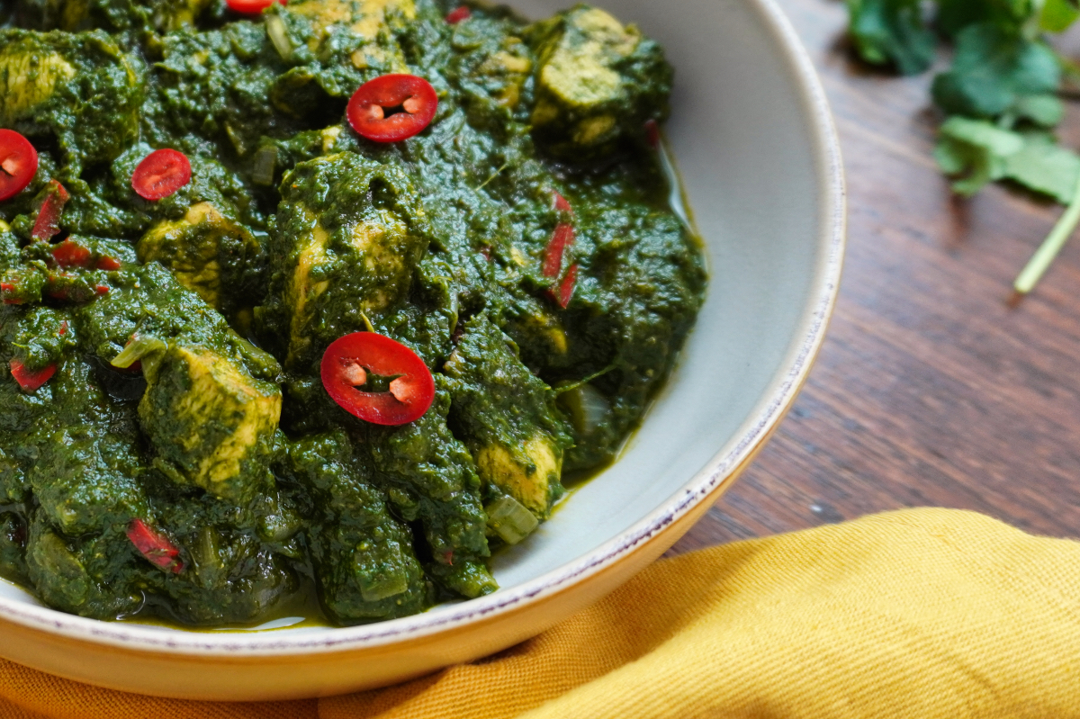 Palak Chicken Curry is outrageous! So green, it looks illegal